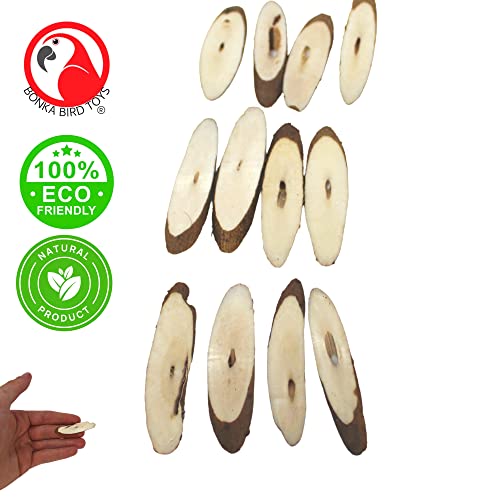 Bonka Bird Toys 3405 (Pk12) Extra Thin Natural Sola Slices 2.25" x 0.125", Medium Parrot Foot Talon Cage Toy, Conure, Lories, Lorikeets, and Similar