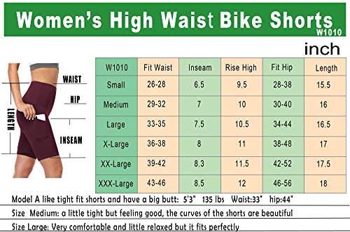 CADMUS Women's High Waist Spandex Yoga Shorts for Bike Running Two Side Pockets,1010,Black,Black,Black,Medium