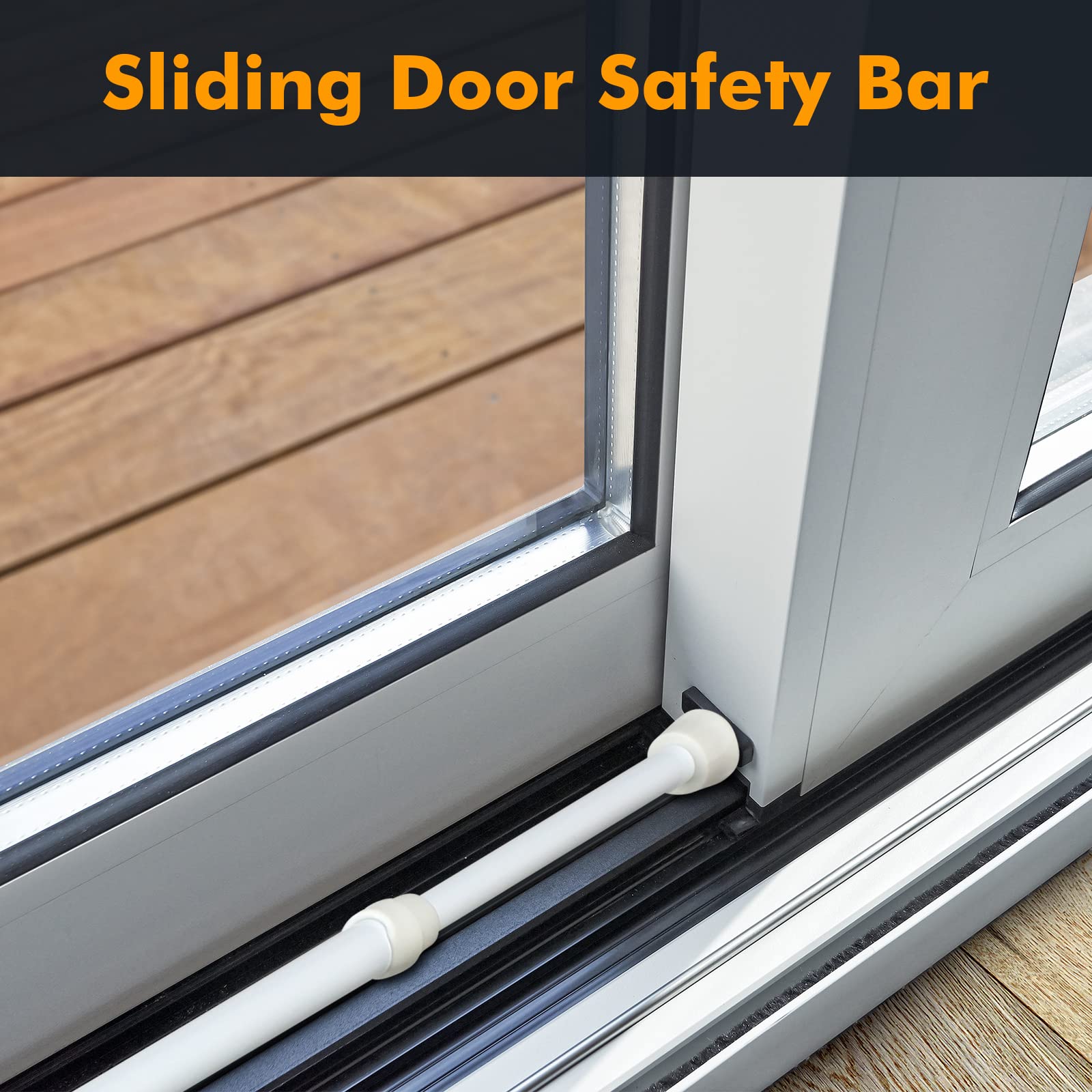 6 Pcs Black and White Sliding Door Security Bar Window Security Bar Adjustable Sliding Glass Door Bar Sliding Door Security Stick with Rubber Tips for Home Sliding Windows Door