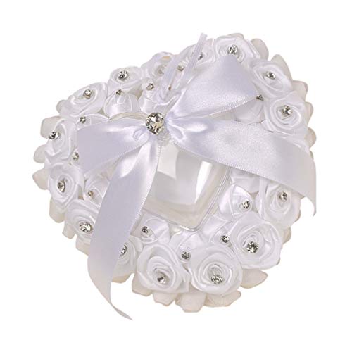 Amosfun Ring Bearer Heart Shape Bride Ring Cushion Ring Pillow for Wedding Engagement Ceremony Supplies