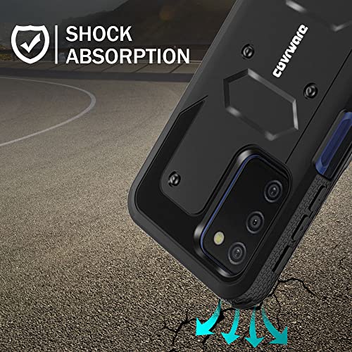 Covrware Aegis Series Case for Samsung Galaxy A03S, Full-Body Rugged Dual-Layer Shockproof Protective Swivel Belt-Clip Holster Cover with Built-in Screen Protector, Kickstand, Black