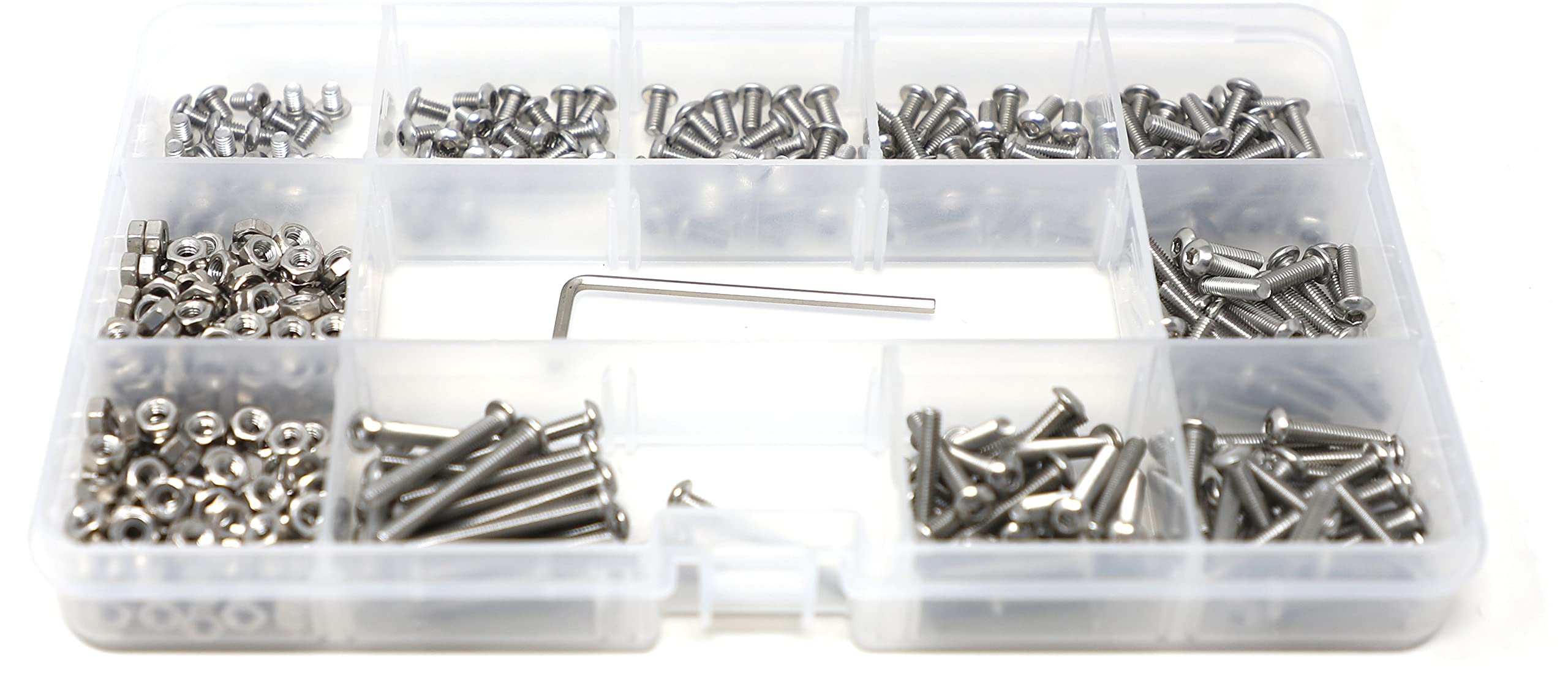 iExcell 500 Pcs M3 x 6/8/10/12/14/16/18/20/25/30/35 mm Stainless Steel 304 Hex Socket Button Head Cap Screws Bolts Nuts Kit