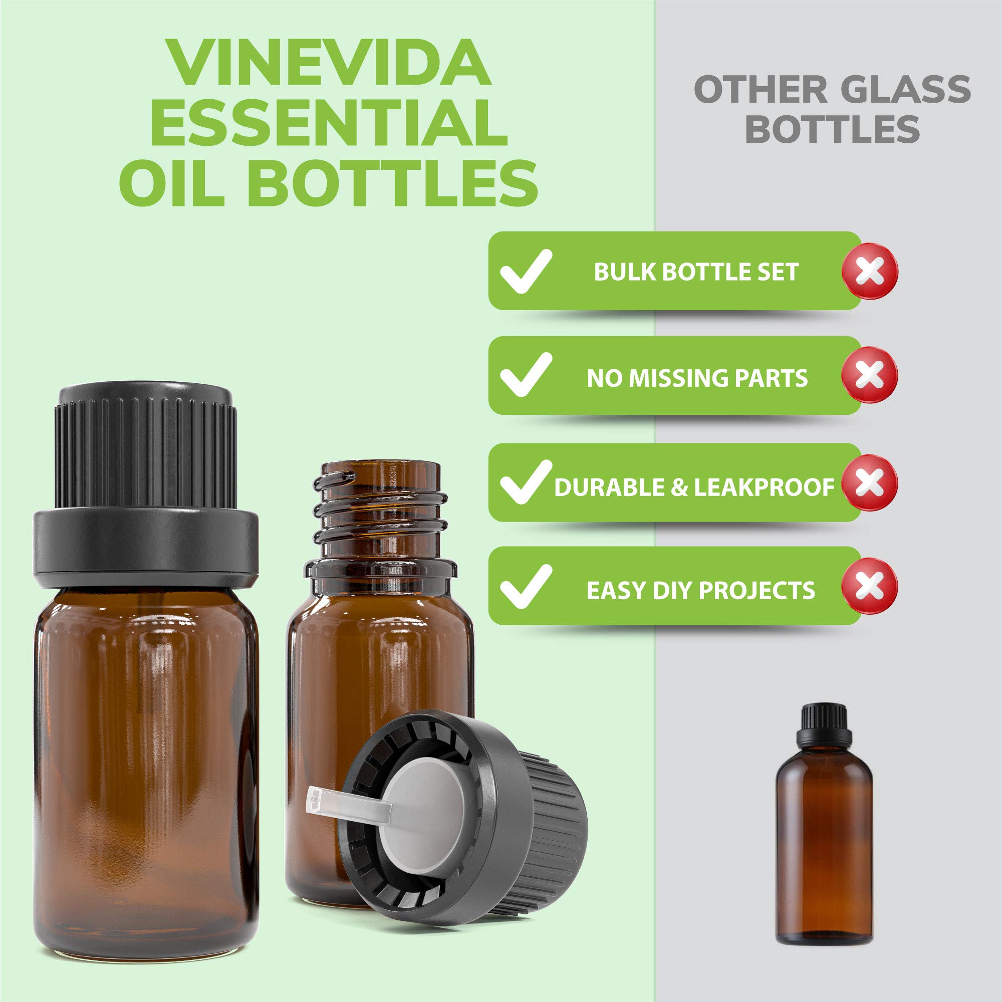 Glass Bottles for Essential Oils - Refillable Empty Amber Bottle with Orifice Reducer Dropper and Cap - DIY Supplies Tool & Accessories Perfume Aromatherapy - Carrier Oil Kit, 12 Count (Pack of 1)