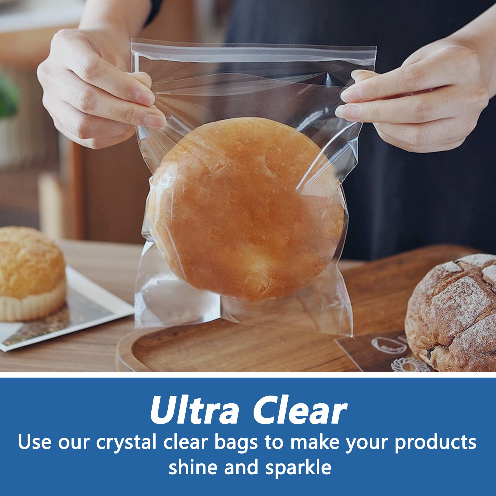 WEPOLY - 5" x 7" (100 Count) Clear Cellophane Bags - Self Sealing Cello Plastic Poly Bags- for A2 A4 A6 Cads & Envelopes, Bakey, Cookies, Candies
