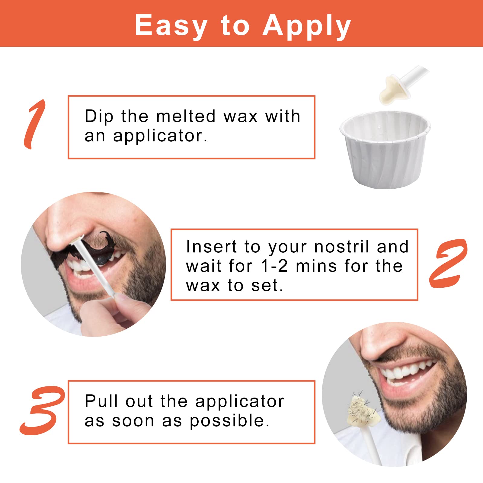 ANREACHO Nose & Ear Hair Wax Kit for Men & Women, 100g Wax with 20 Applicators, Safe Home Grooming Solution for Painless 15-20 Time Usage