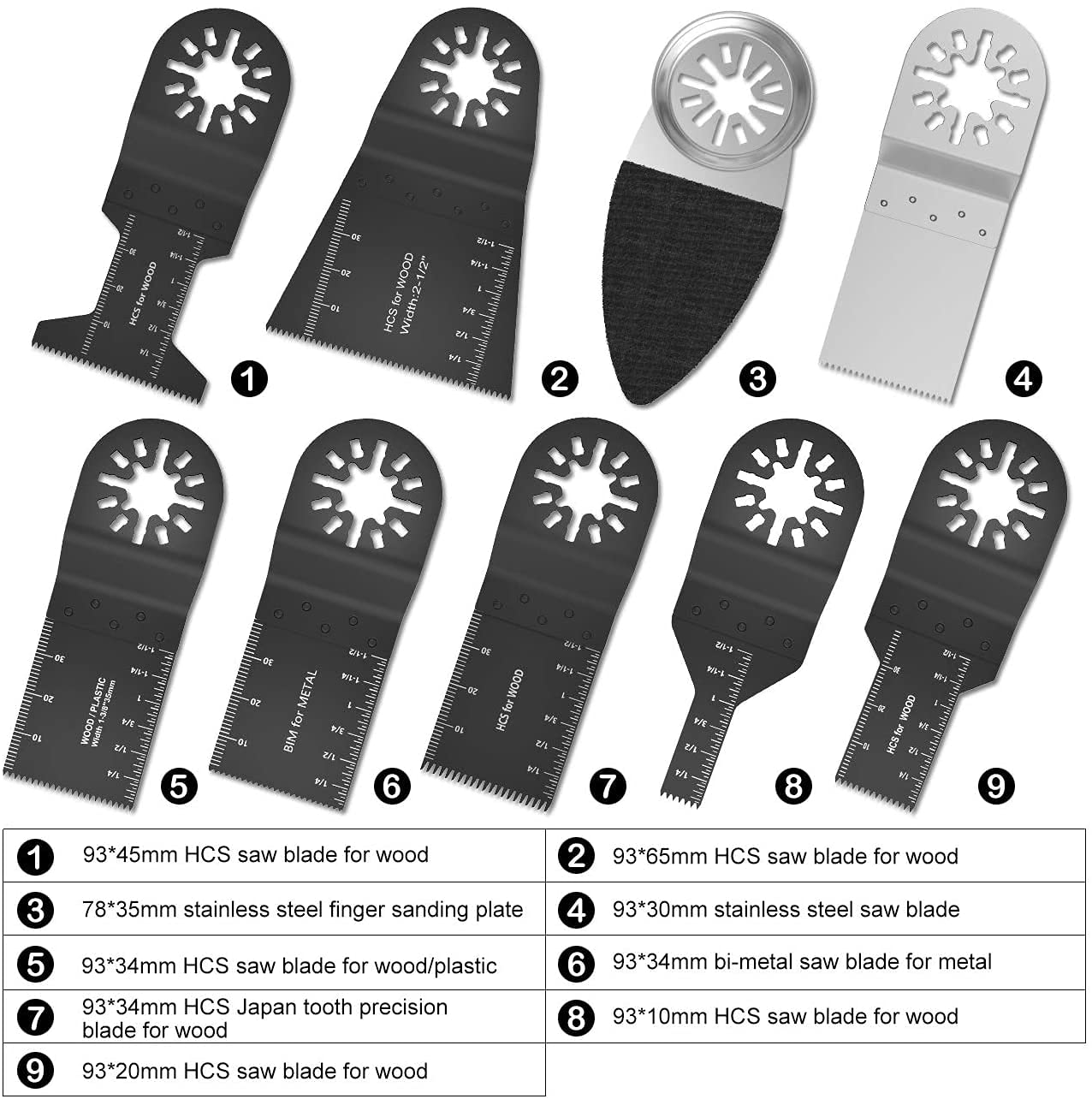 66 Pack Oscillating Saw Blades Kit, Metal Wood Cutting Oscillating Quick Release Mix Multi Function Multitool Blades Compatible with Makita, Bosch, Dremel, Multimaster, Dewalt, Black&Decker