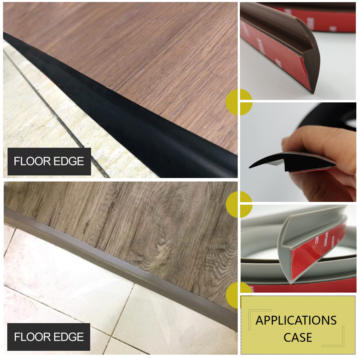 6.56 FT PVC Carpet & Floor Edging Trim Strip-Threshold Transition Strips-Self Adhesive-Suitable for Threshold Transitions with a Height Less Than 5 mm Brown