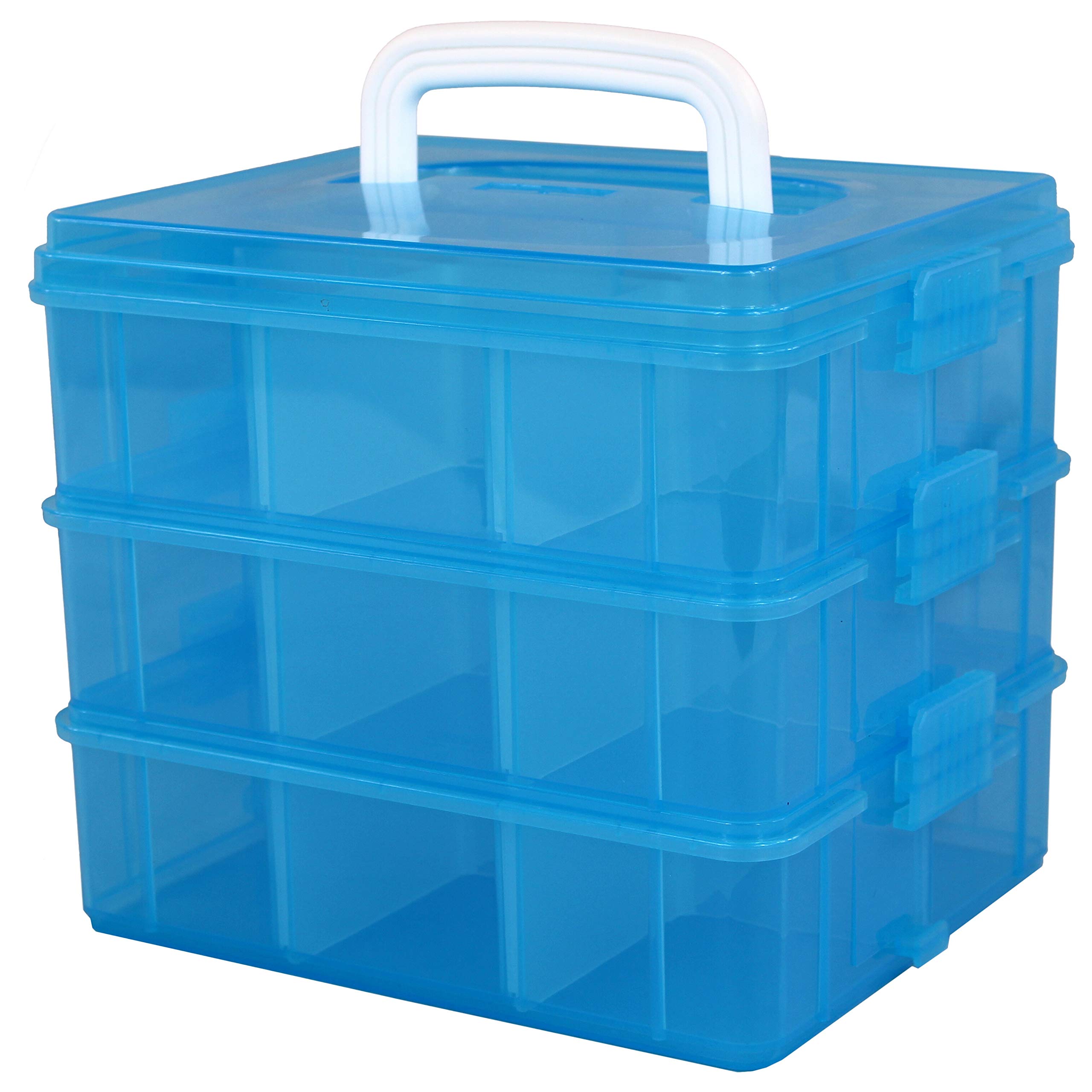 Bins & Things Stackable Toys Organizer Storage Case Compatible with BeyBlade, Hot Wheels, Lego Dimentions or Mini Toy Action Figures - Portable Adjustable Box w/Carrying Handle, Calico Critter