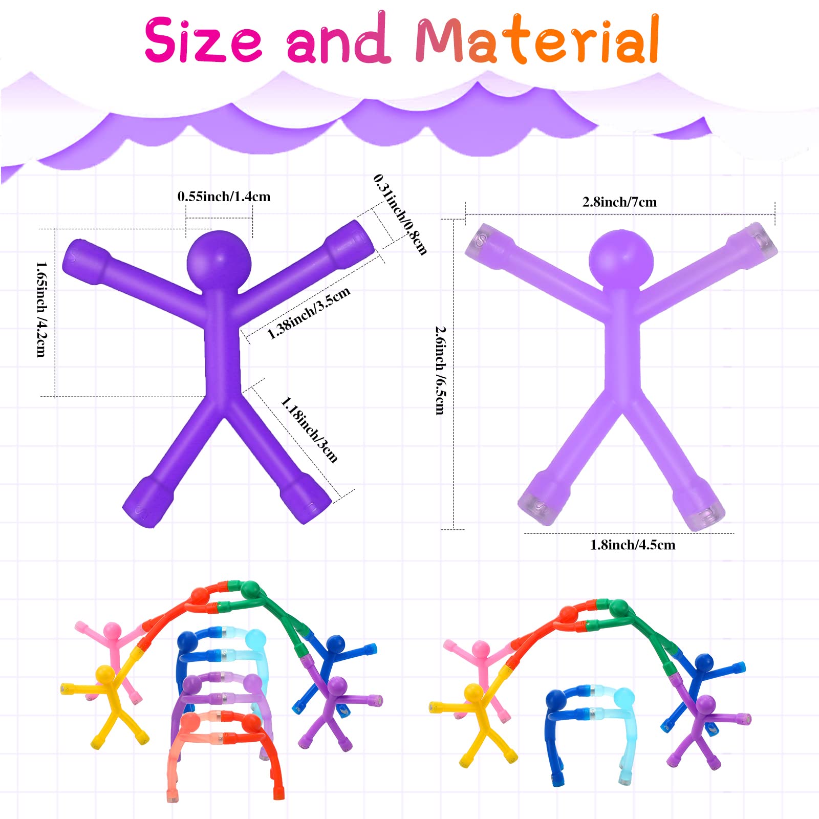 40 Pcs Magnet Mini Man Fridge Magnets Cute Rubber Men Refrigerator Magnet Set Colorful Flexible Humanoid Magnets Magnetic Toy Characters Fidget Toy for Art Crafts Fun Office