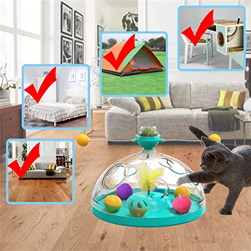 asdtrpoi Cat Toys for Indoor Cats Interactive Cat Toy Puzzles Smart stimulating Mental Stimulation Brain Games Teaser Catnip Ball Track Balls with Feather and Pet Bowl