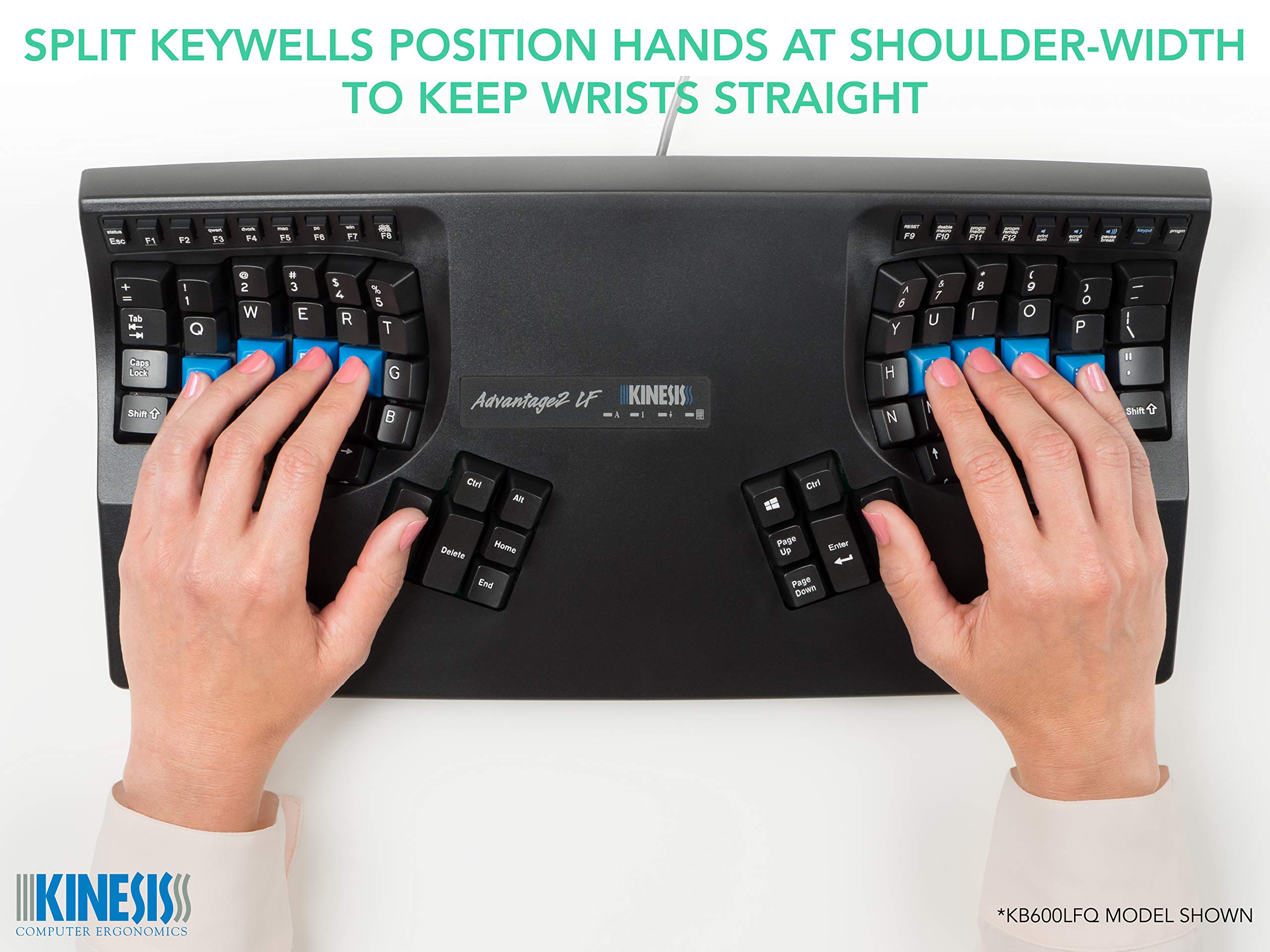 KINESIS Advantage2 Quiet LF Ergonomic USB Keyboard (KB600LFQ)