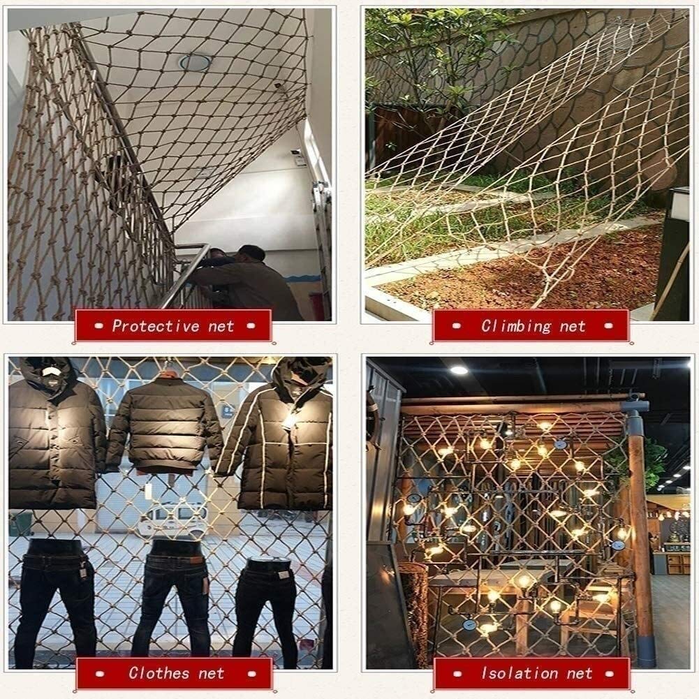 Hynet Hemp Grid Safety Net, Indoor Ceiling Decorative Net Kids Climbing Net Children Swing Rope Netting Stair Anti Falling Net Pets Cargo Trailer Hammock (Size : 1 * 2m(3 * 7ft))