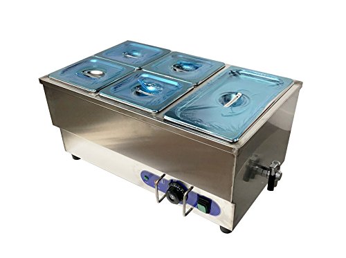 INTBUYING 5 Pan Food Warmer Steam Table Countertop Steamer Kitchen Supply