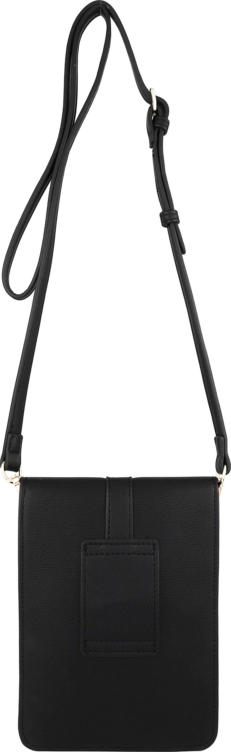 B BRENTANO Vegan Small Flap-Over Crossbody Bag and Waist Purse with RIFD Blocking (Black)