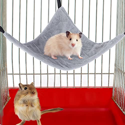 Tnfeeon Small pet Triangle Hammock, Squirrel Hamster Sugar Glider Guinea Pig Hanging Bed Nest Comfortable(Gray)