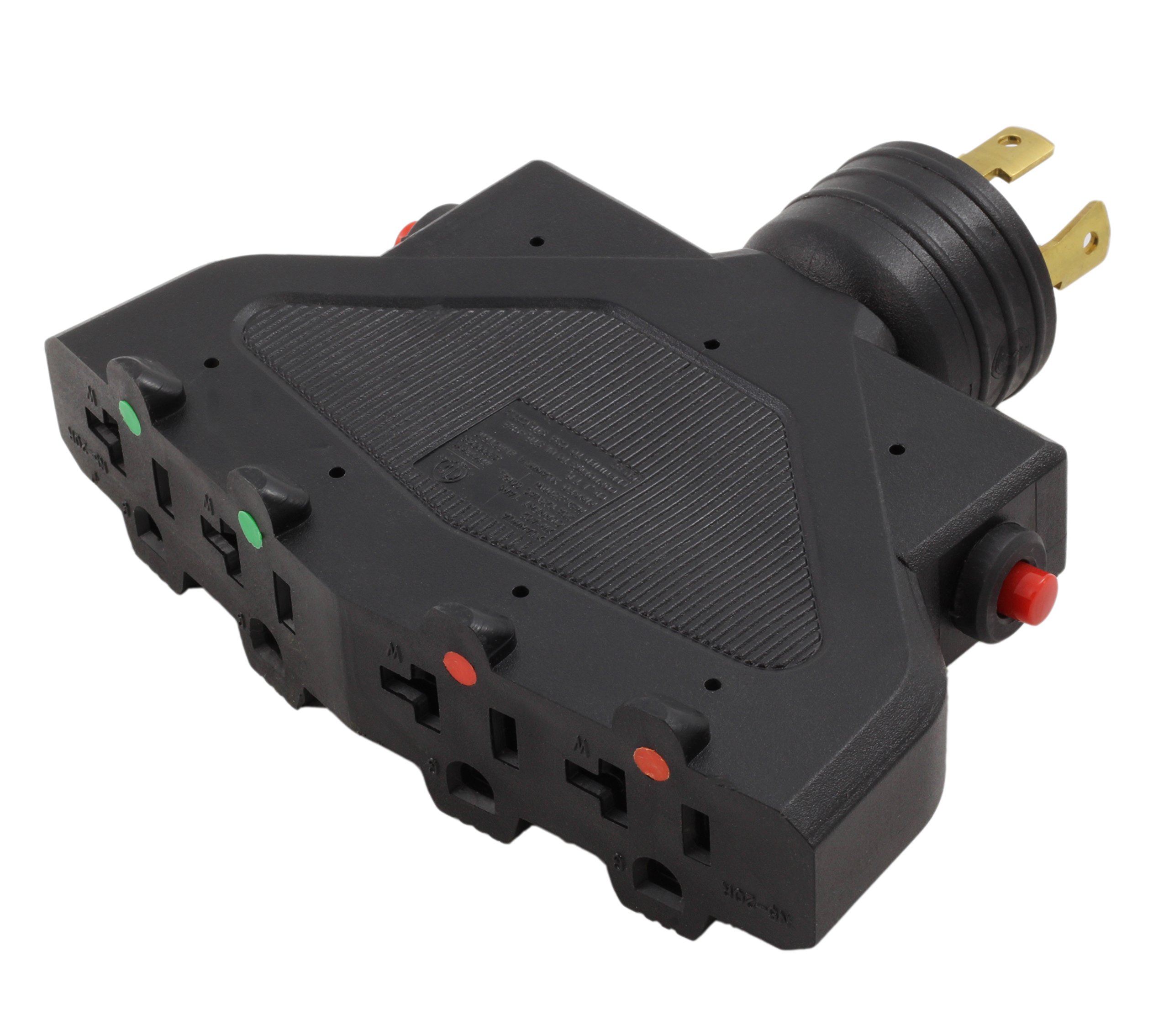 AC WORKS L14-30 30Amp 4-Prong Locking Generator Distribution Cord (L14-30 to Four 15/20A Household with Breaker)