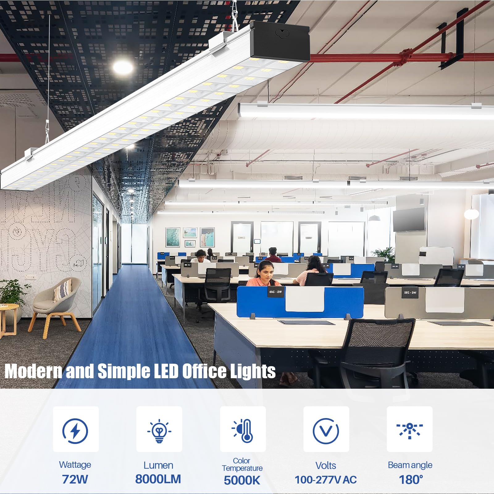 ANTLUX 4FT Led Shop Lights, 72W 8000LM Super Bright LED Garage Light,5000K Linkable 4 Foot LED Shop Lighting for Garage with Plug, 48 Inch LED Light Fixtures for Garage Warehouses Shops, 4 Pack