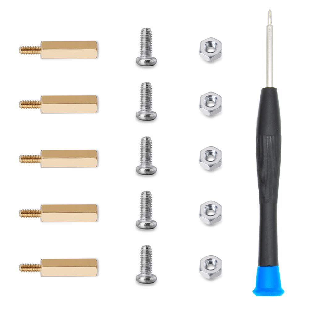MMOBIEL M2 Brass Hex Nut Standoff Space Pillar and PC Screw M2 SSD Mounting Kit for M2 Drives Asus Motherboard M2 Screw + Hew Nut Stand Off Spacer (5 Sets) incl Screwdriver