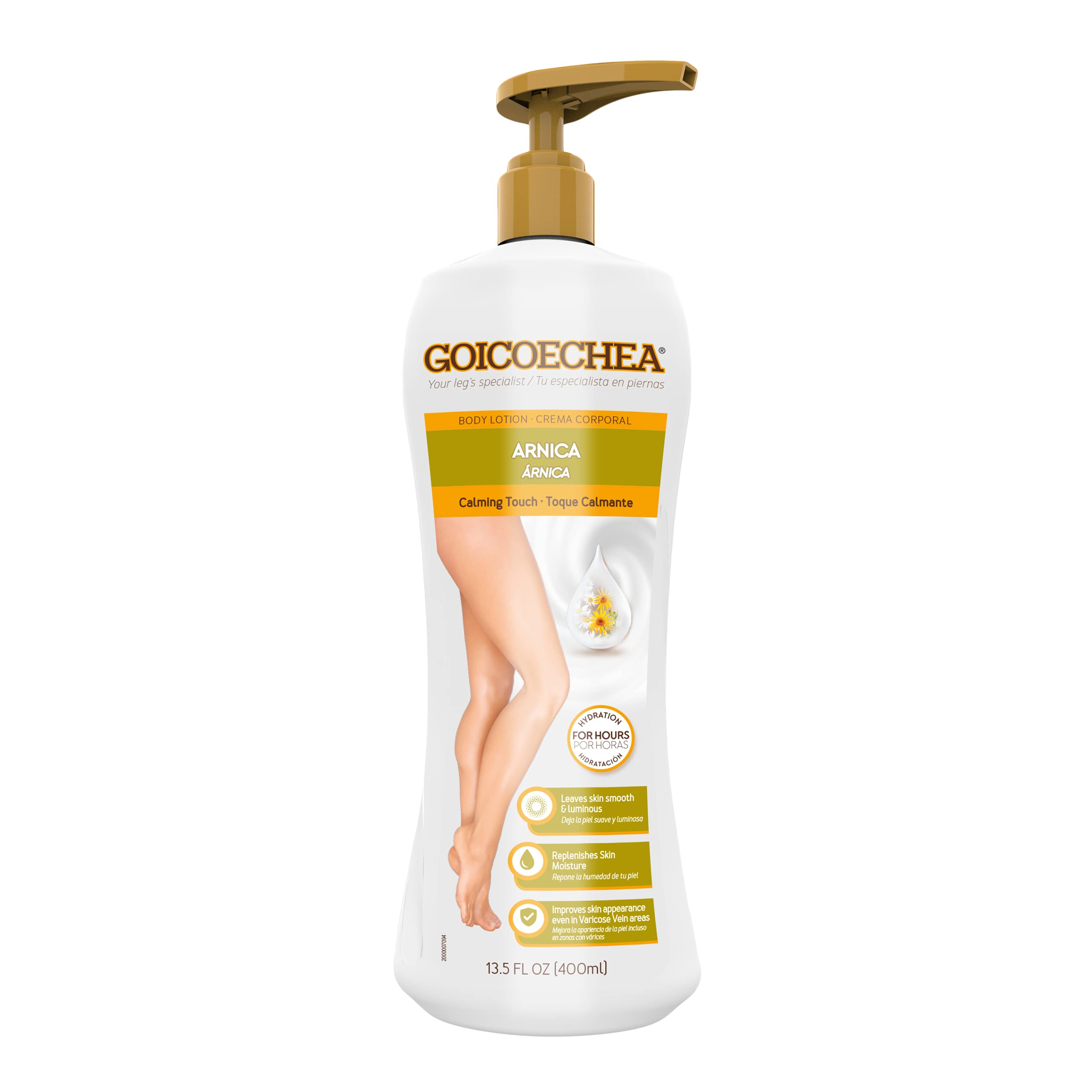 Goicoechea Calming Touch Body Lotion, Moisturizing Skin Care with Arnica & Chamomile, Improves Appearance of Varicose Veins & Blemishes, Smooths & Tones, 13.5 oz