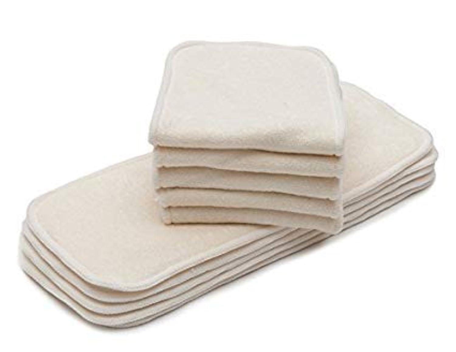 KaWaii Baby Premium Label Cloth Diaper Inserts, 4-Layer (No Microfiber or Fleece Inside), Washable, Reusable Soaker Pads, for Newborn Cloth Diaper 6-22 lbs - Pack of 10