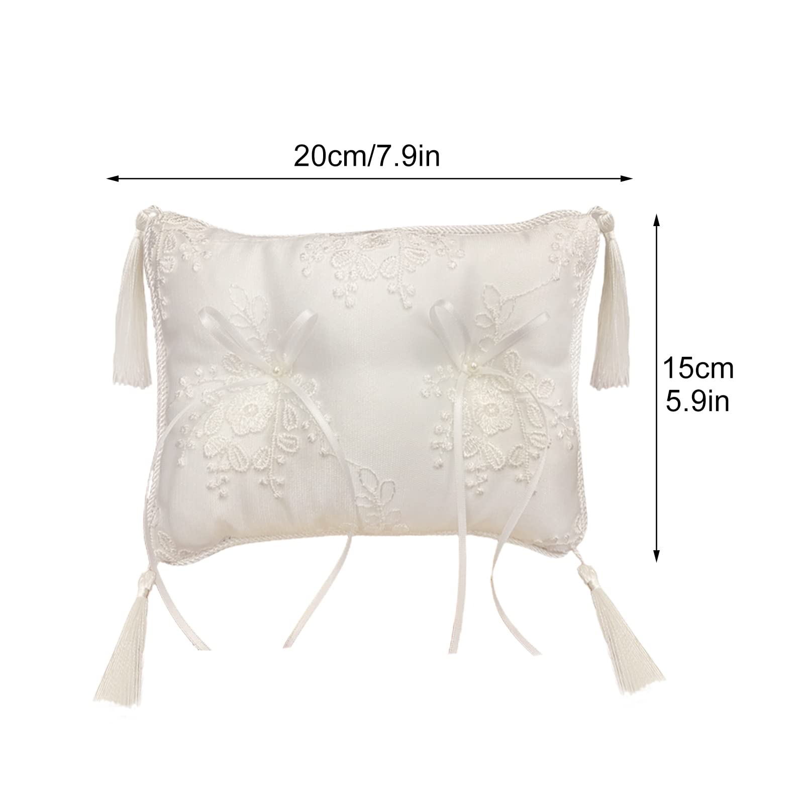 ZYLLZY Wedding Ring Pillow,Rectangle Ring Pillow with Tassel,Simple Ring Bearer Cushion Marriage Supplies for Bridal Shower Wedding Ceremony Proposal