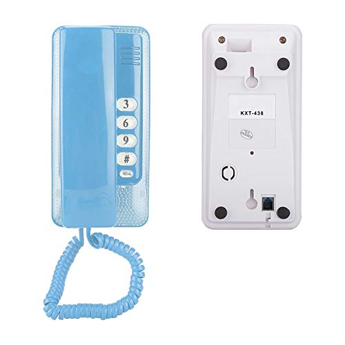 Bewinner Wired Corded Phone, Landline Phone Without Caller ID Display, Desktop Wall Phone for Home with Flash Function/Mute/Last Number Redial(Blue)