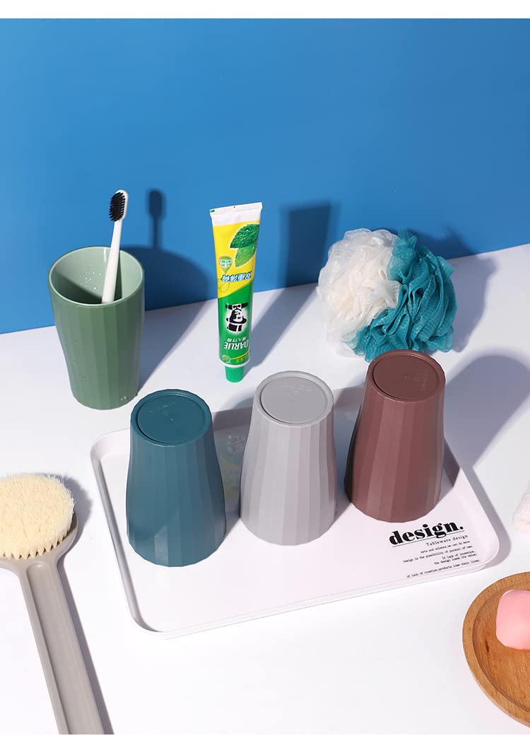 Awhale Mouthwash Toothbrush Cup, Bathroom Tumbler Cup, Unbreakable Bathroom Wash Cup, Soft and Easy Grip, Large Capacity 360ML (Blue and Grey)