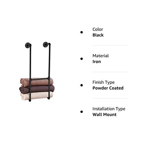 Bathroom Towel Rack, Wall Mounted Industrial Pipe Organizer Holder, Bath Hand Towel Washclothese Storage Holder, RV Camper Organizer Shelf