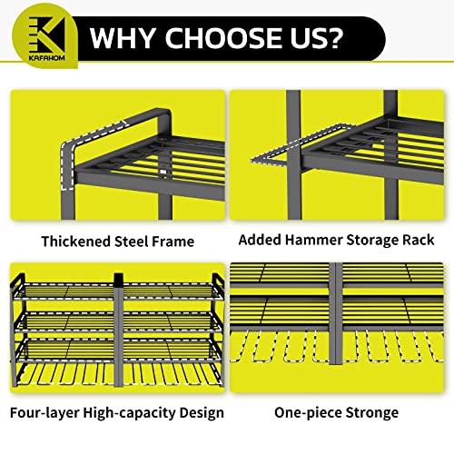 KAFAHOM Power Tool Organizer, 8 Drill Holder Wall Mount, 4 Layers Garage Tool Organizers and Tool Storage Rack, Heavy Duty Metal Tool Shelf with Screwdriver Holder/Plier Holder/Hammer Holder