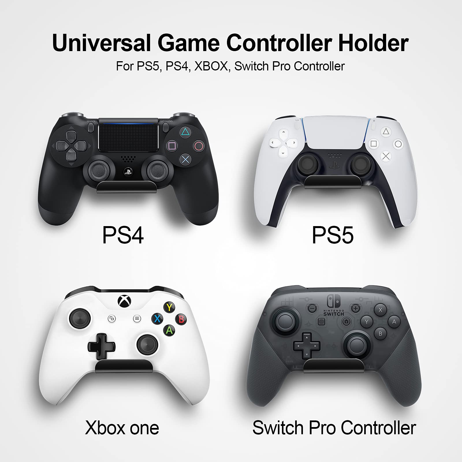 6amLifestyle 4 Pack Controller Holder Stand Built in Anti-Slip Pads for PS5 PS4 Xbox One Switch Pro Gamepad Controller Wall Mount Adhesive/Screws, Universal Controller Accessories Shark 14 Mini