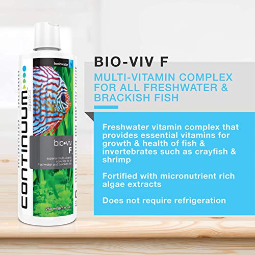 Continuum Aquatics Bio Viv F - Liquid Multivitamin Supplement for Health and Growth of Freshwater and Brackish Fish, 500-ml