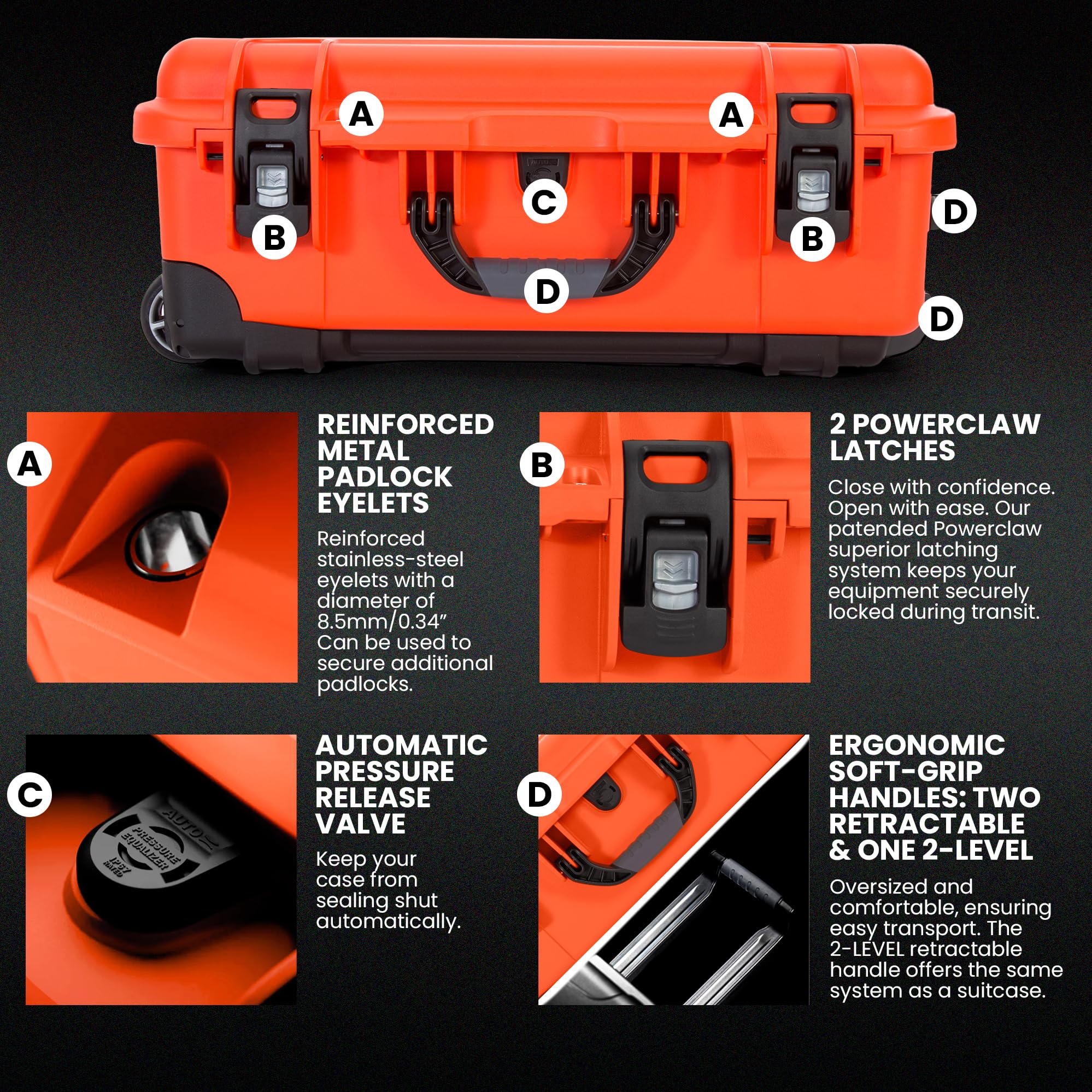 Nanuk Wheeled Series 935 Lightweight NK-7 Resin Waterproof Hard Case with Lid Organizer and Padded Dividers, Orange