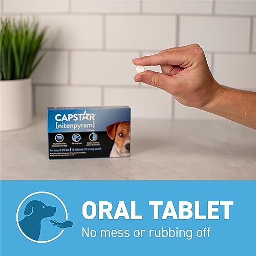 CAPSTAR (nitenpyram) Oral Flea Treatment for Dogs, Fast Acting Tablets Start Killing Fleas in 30 Minutes, Small Dogs (2-25 lbs), 6 Doses