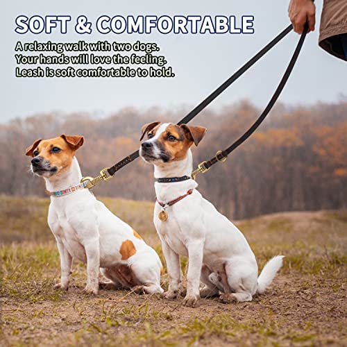 LWBMG Multifunctional Dog Leash 8ft,Strong and Soft Leather Dog Leash Adjustable, Hands Free,Crossbody, Double Dog Leash, for Service Dogs, Large Dogs, Medium Dogs and Small Dogs