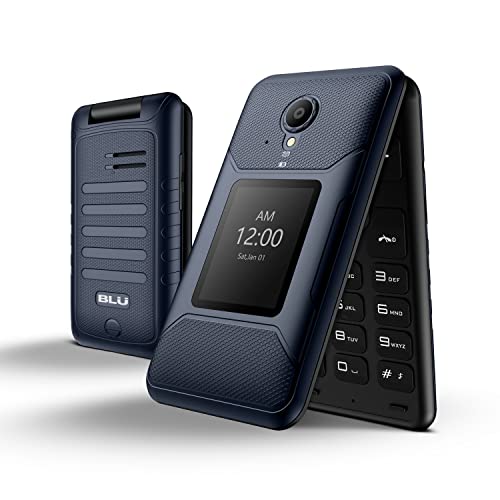 BLU Tank Flip |Unlocked | 4G LTE Flip Phone|2022 | 2.8β + 1.8β Display | Blue