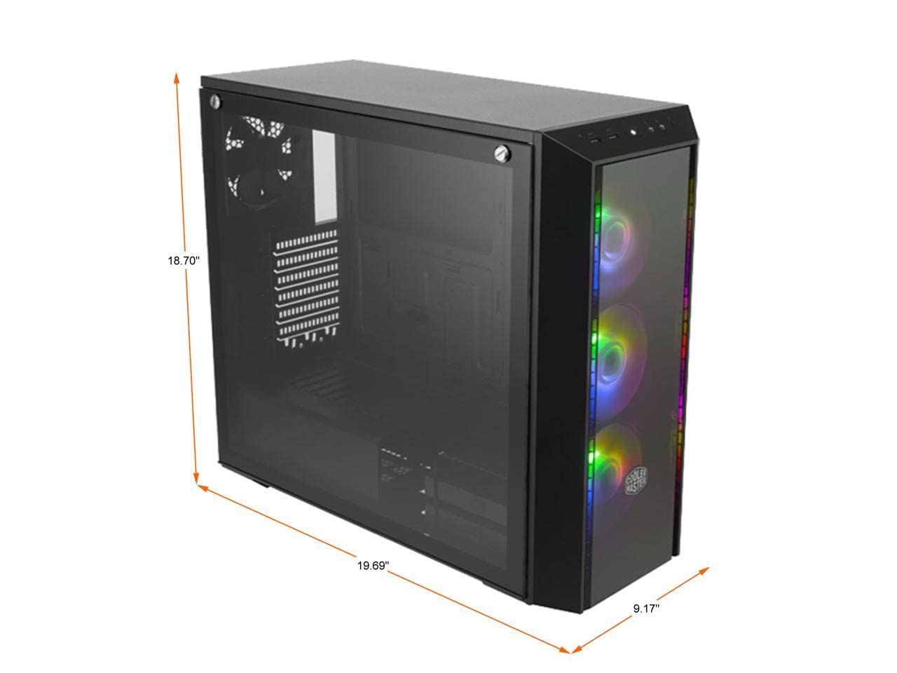 Cooler Master MasterBox Pro 5 RGB ATX Mid-Tower with Three 120mm RGB Fans, Front DarkMirror Panel, Tempered Glass, RGB Splitter Cable & RGB Lighting System