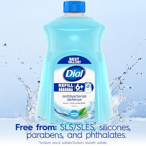 Dial Antibacterial Liquid Hand Soap Refill, Spring Water, 52 fl oz Pack of 3