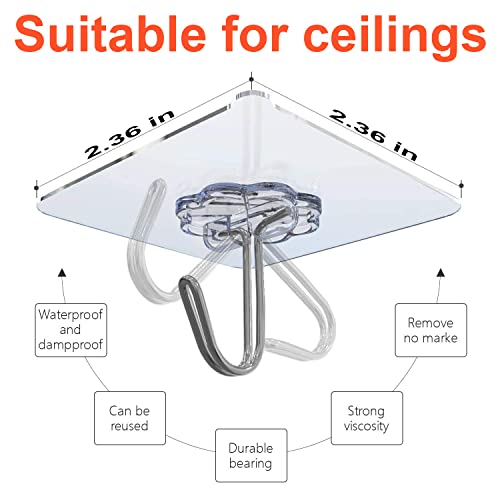 BASHO FAN Wall Hooks Robe Towel Hooks - 26 Packs Transparent Waterproof Sticky Hooks Oilproof Seamless Shower Hooks Stick Coat Hooks