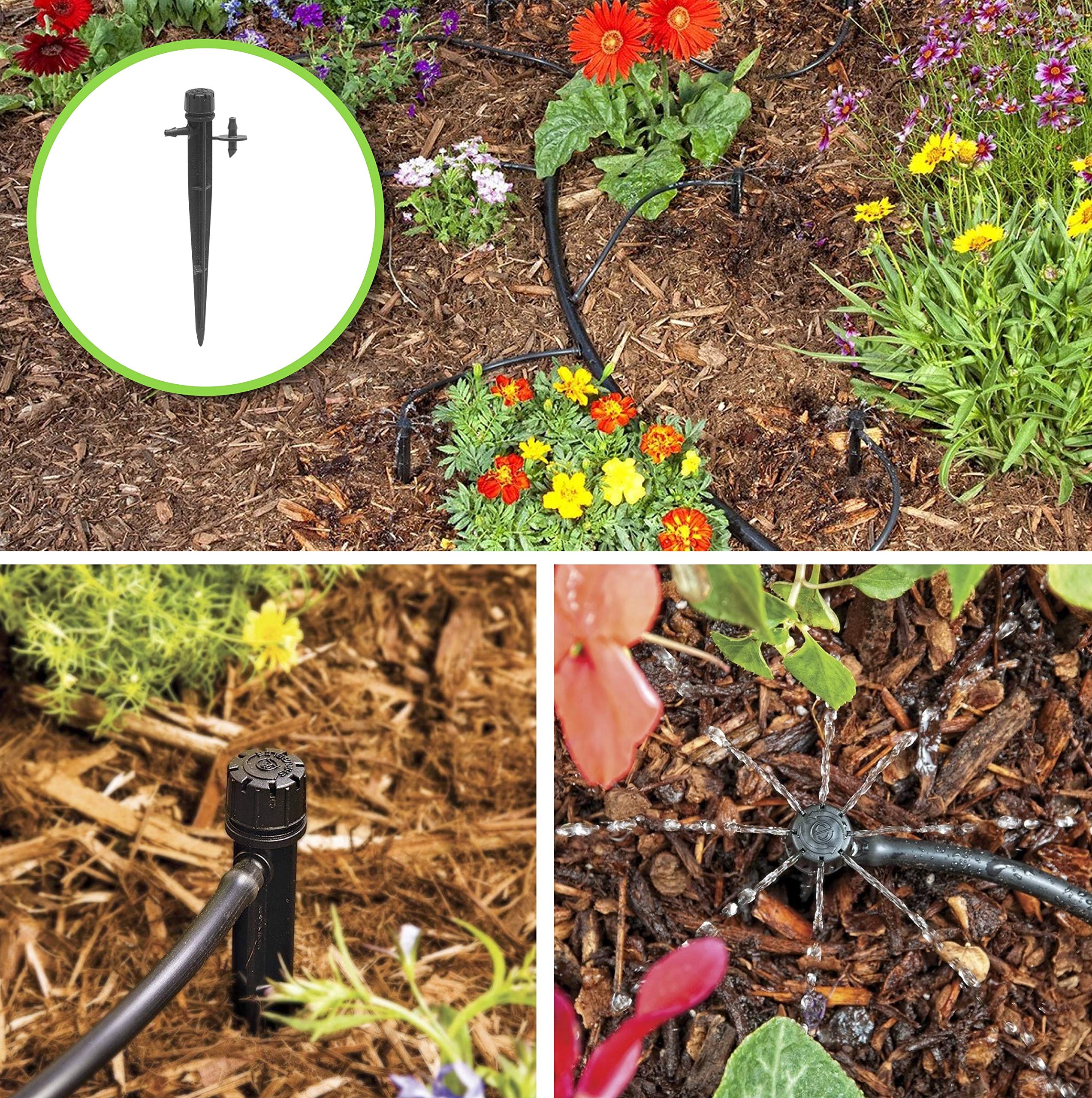 USA Made (6-Plant) - DIY Grow Kit - Great Hydroponics Drip Irrigation Kit - Includes 50ft 1/4 Inch Drip Tubing, 360 Adjustable Emitter Stakes, 6-Outlet Adjustable Manifold 0-20GPH 1/2β FPT (6-Plant)