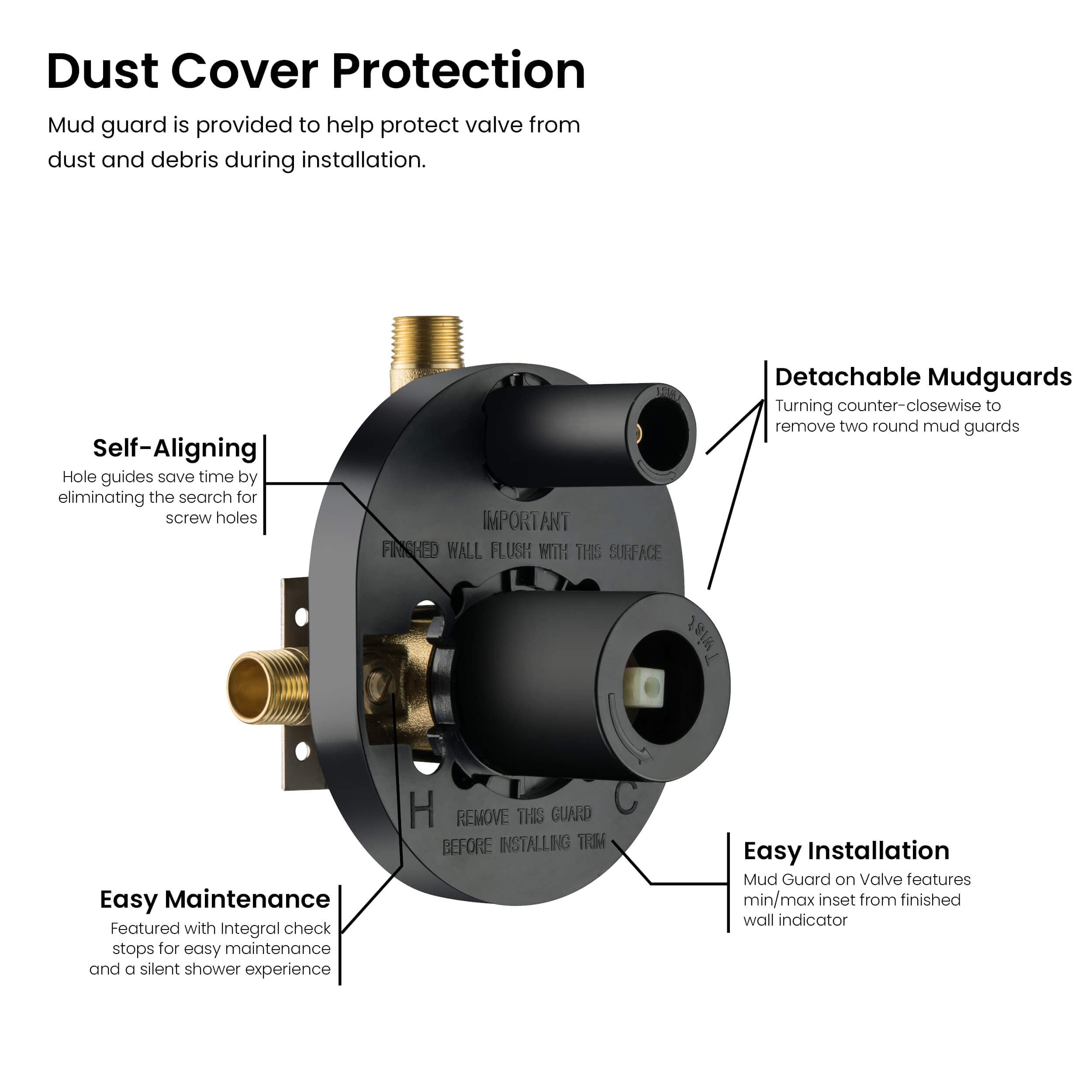 KIBI Cube Bathroom Shower System | 2-Function Wall Mounted Shower Faucet Set with Solid Brass Pressure Balanced Valve | Three Hand Shower Modes | 15-inch Long Shower Arm | Matte Black (KSF405)