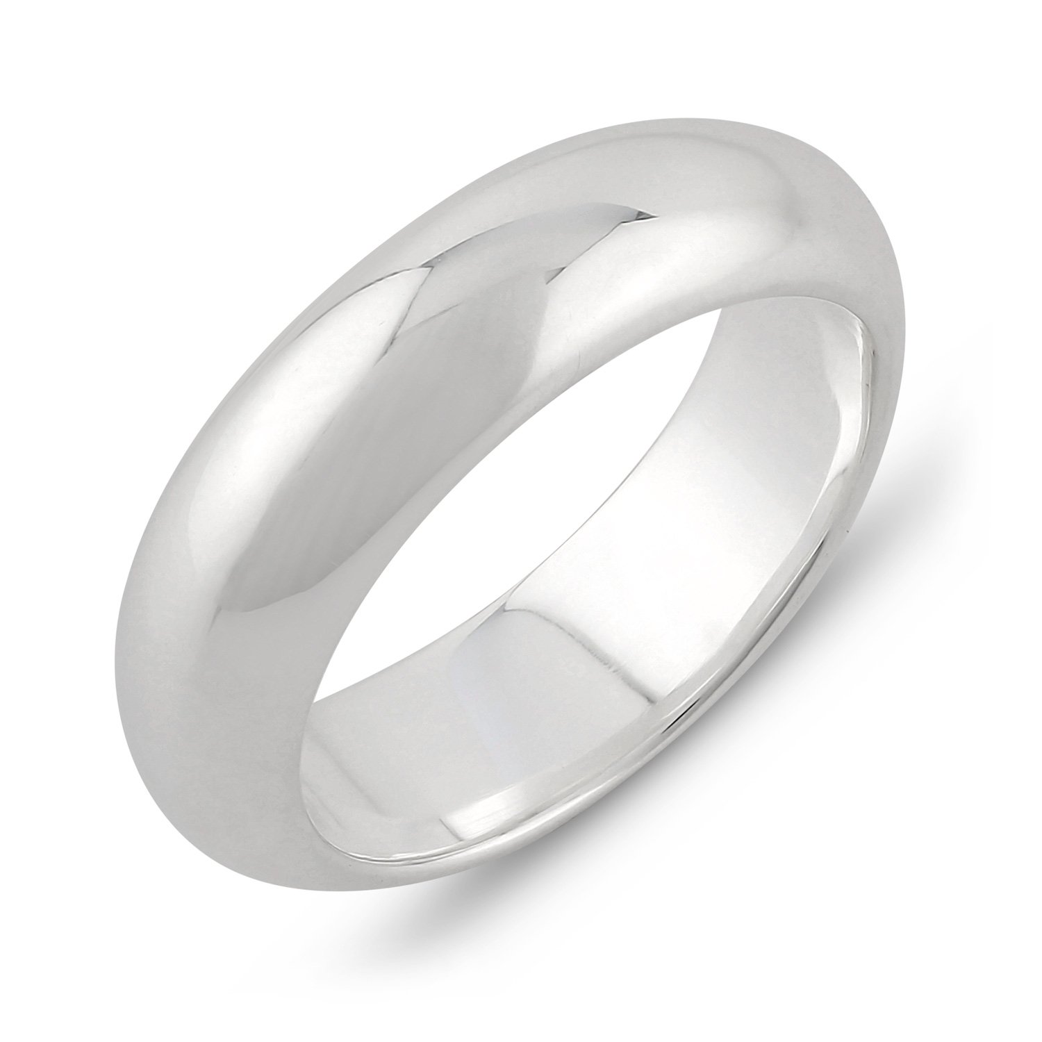 6MM Band Width Plain .925 Sterling Silver Wedding Band Comfort Fit Ring