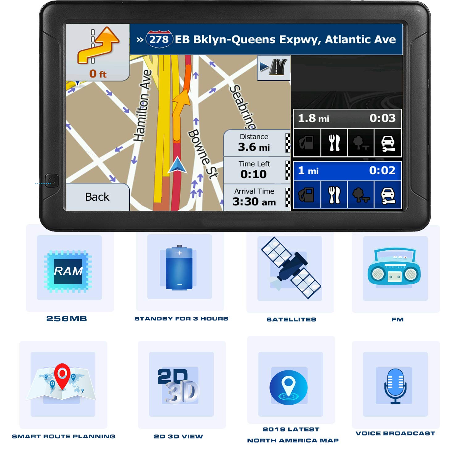 GPS Navigation for Car (9 Inch) Slimline Touch Screen Real Voice Direction ,USA Edition 2025 (Free Lifetime Updates) Turn-by-Turn Voice and Lane Guidance, Speed and Red Light Warning (American Brand)