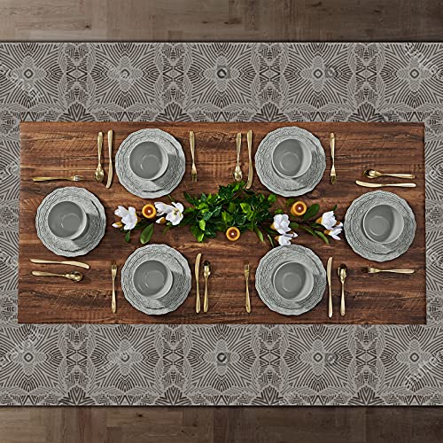 TP Dinnerware Set, Dinner Service for 6 with Bowls and Salad Dinner Plates,18-Piece Melamine Dishes Set (Gray)