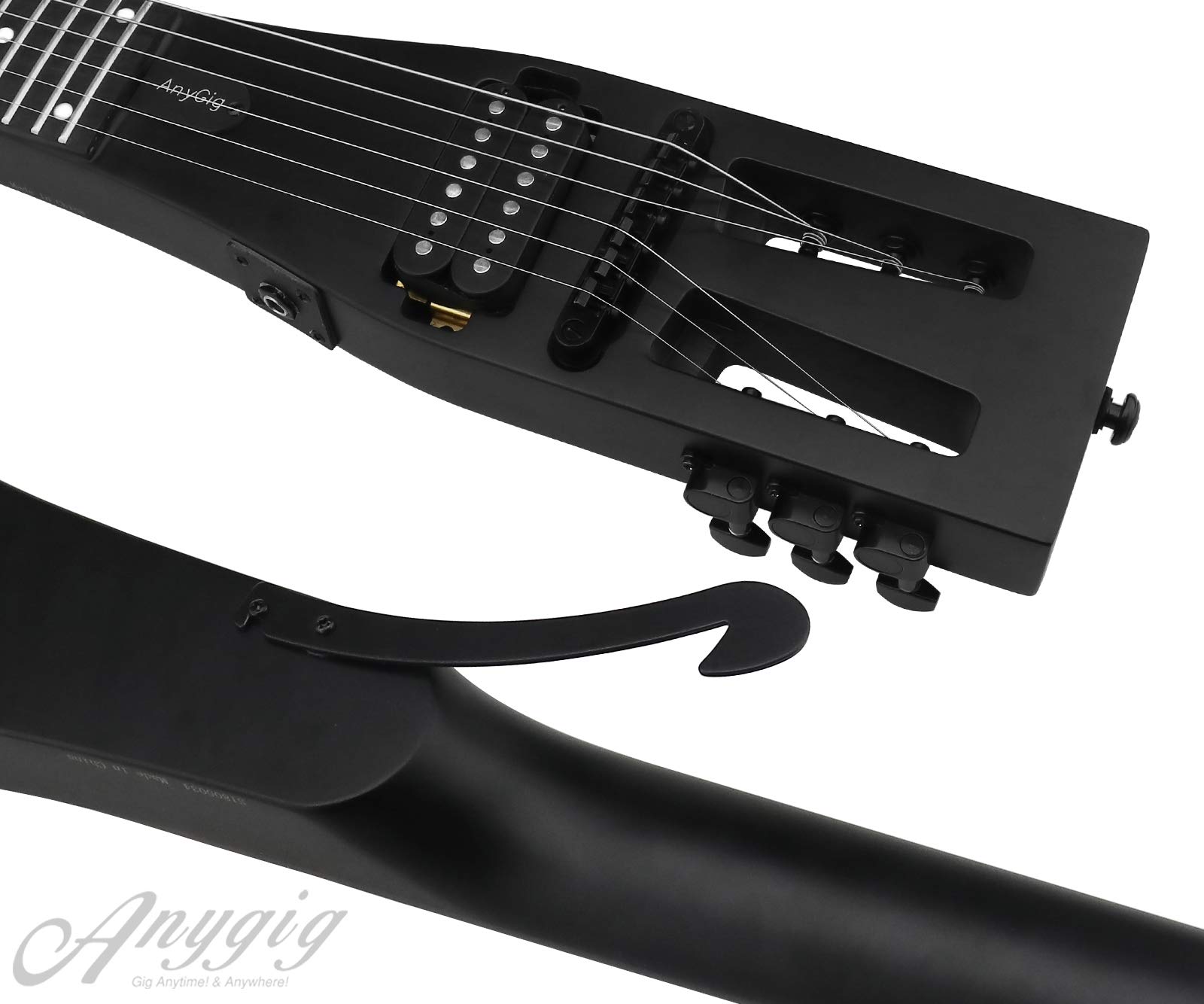 Anygig Electric Guitar Practice Portable Travel 82CM 1.6KG Black Matte 25.5" Full Scale with Gigbag Left Handed