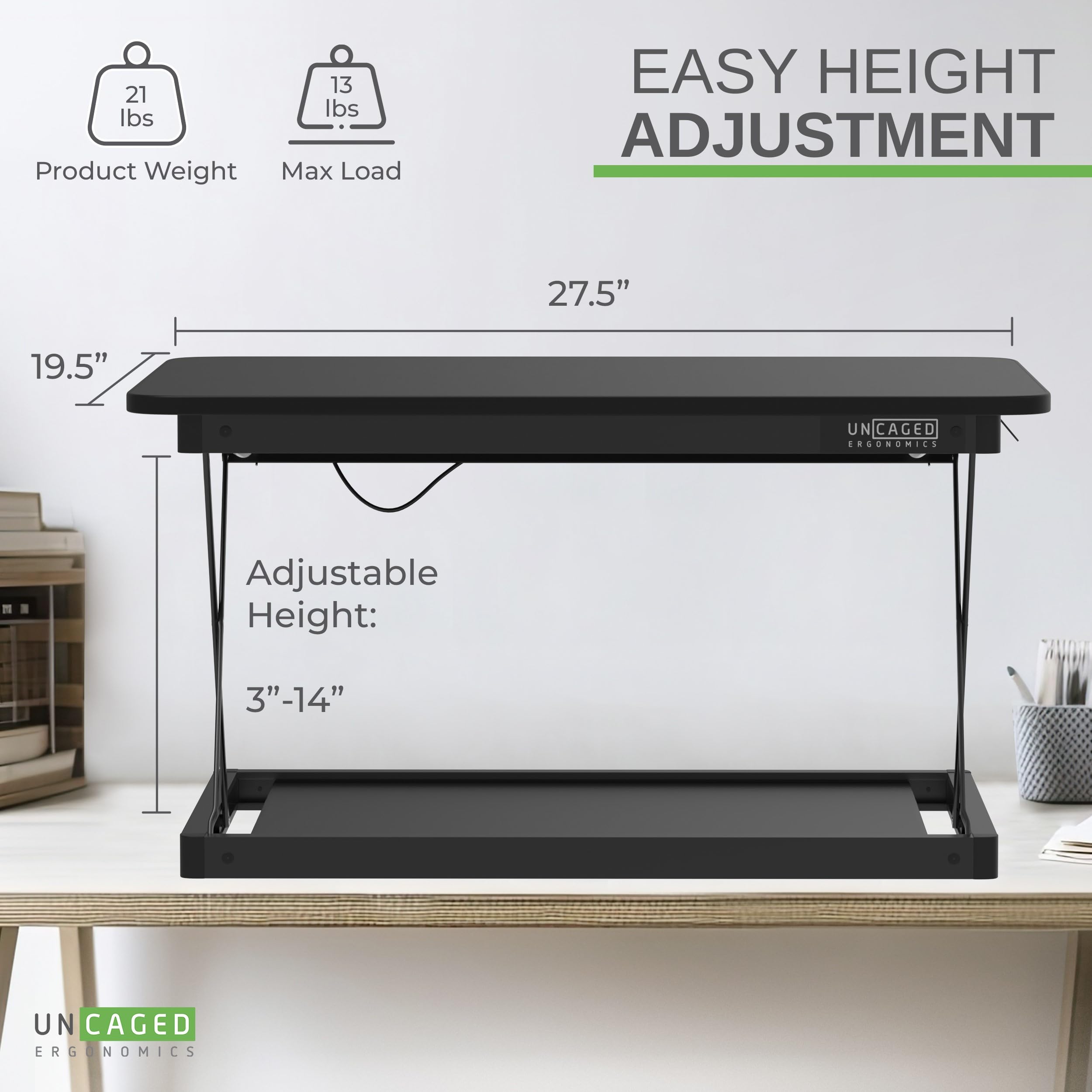 CHANGEdesk MINI Small Standing Desk Converter Height Adjustable Desktop Standing Desk Sit-to-Stand Up Desk Riser Laptop Standing Desk Converter, Black