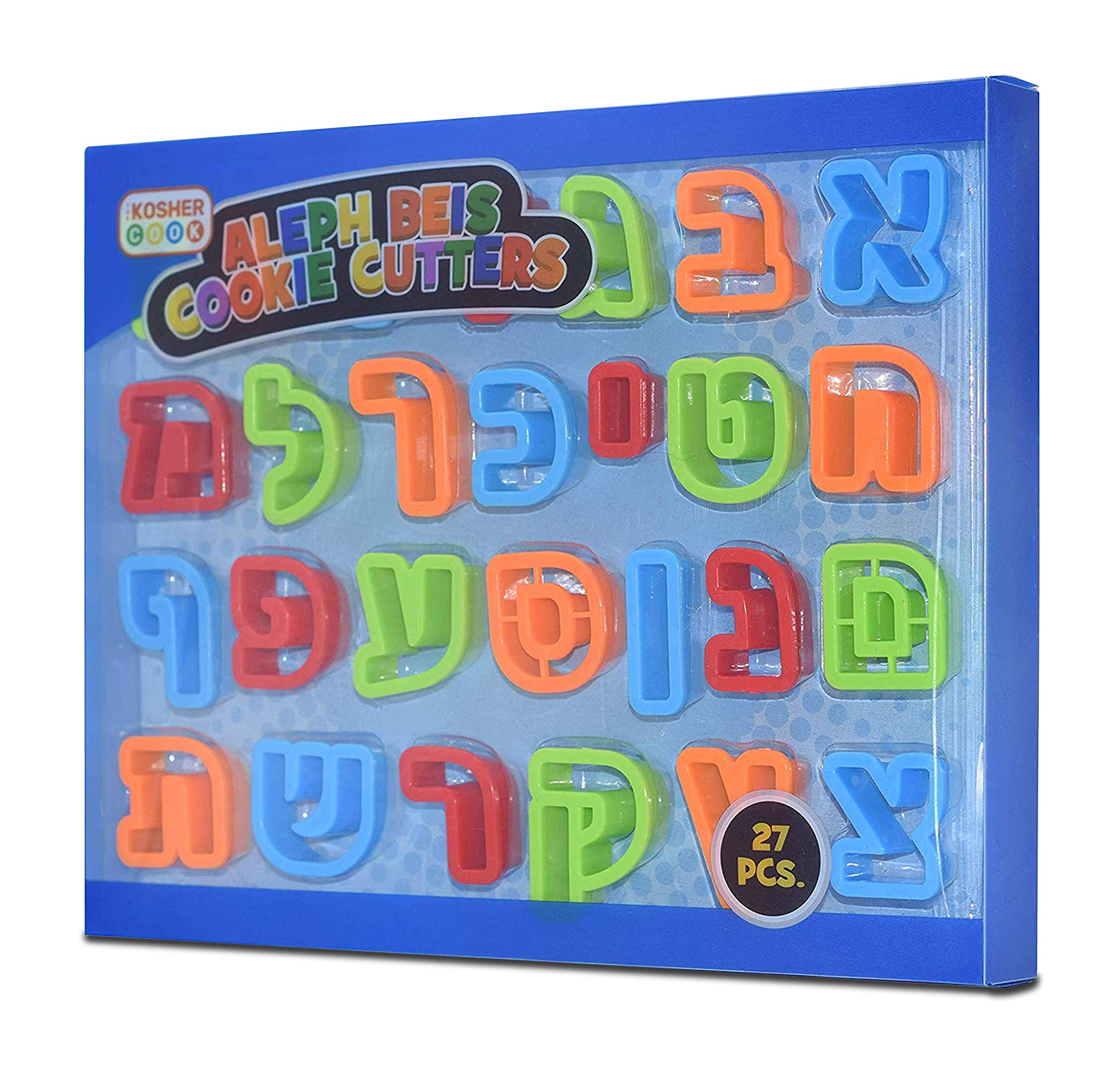 Aleph Bet Cookie Cutter Set – Plastic, Large, 27 Letters of Hebrew Alphabet – Rolled Edges, Hand Wash Only - by The Kosher Cook