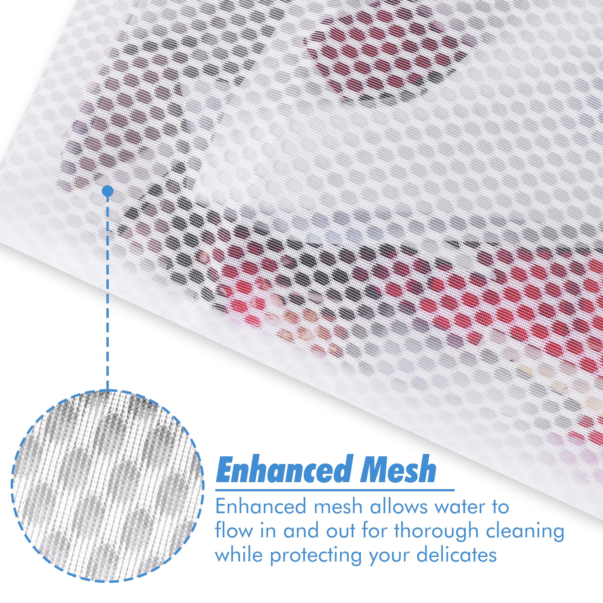 Meuvo Mesh Laundry Bags for Delicates - Durable Lingerie Bags for Washing Delicates with Elastic Zipper Protector, Delicates Bag for Washing Machine and Dryer, White, 1 Large, 1 Medium, 1 Small