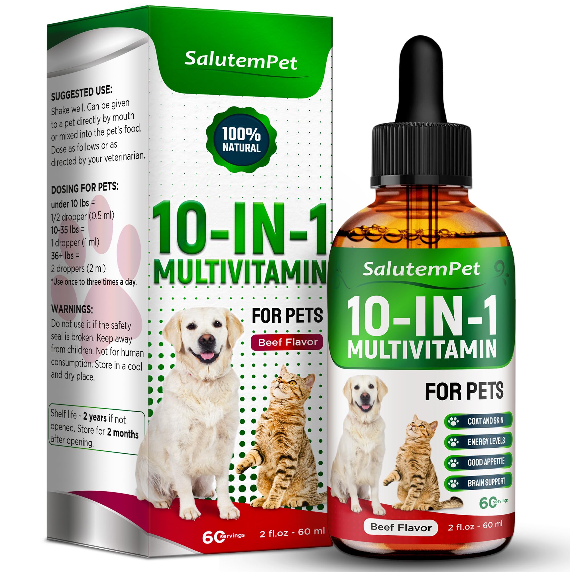 Liquid Multivitamin for Dogs | Dog Multivitamin Liquid | Multivitamin for Cats | Multivitamin for Dogs | Cat Multivitamin 10-in-1 | Cat Multivitamins for Indoor Cats | 2 Oz