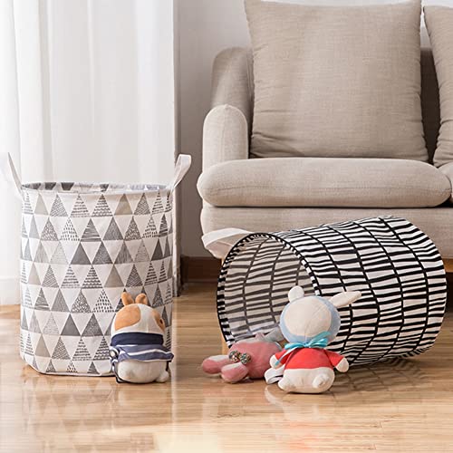 AOKID Round Laundry Hamper with Handles, Collapsible Laundry Basket Saving Space Clothes Storage Basket for Home Office Toy Organizer Grid