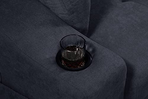 BIADNBZ Reversible Sleeper Sofa Bed 2 in 1 Pull Out Couch with Storage Chaise 2 Cup Holders Two Side Pockets and Pillows for Living Room, Dark Grey